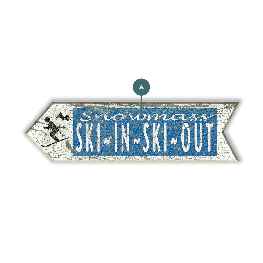 Ski In, Ski Out Arrow - Wood Wall Decor – Old Wood Signs