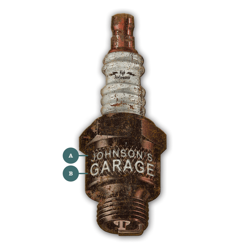 Curved Aluminum Spark Plug - Shaped Wall Art – Old Wood Signs