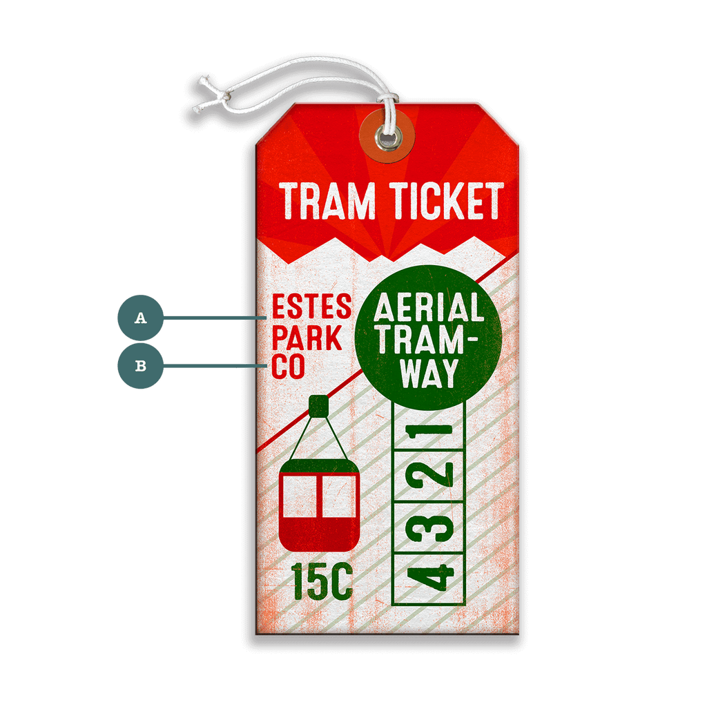 Estes Park Tram Ticket - Luggage Tag – Old Wood Signs