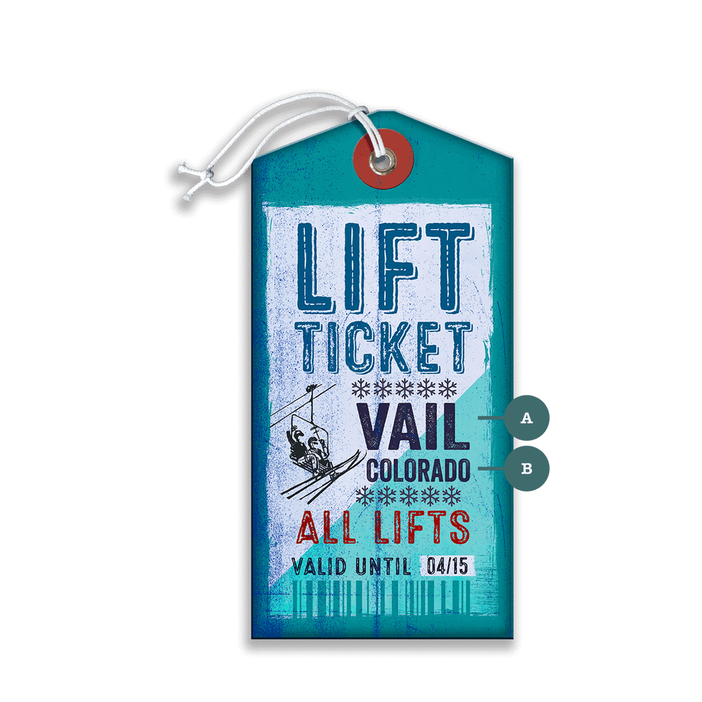 Teal Ski Lift Ticket: Personalized - Luggage Tag – Old Wood Signs