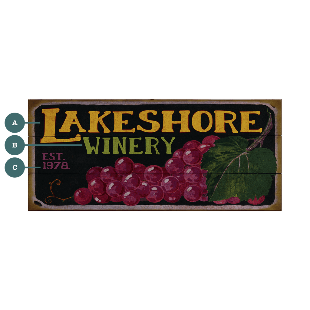 Lakeshore Winery - Wood & Metal Wall Art – Old Wood Signs