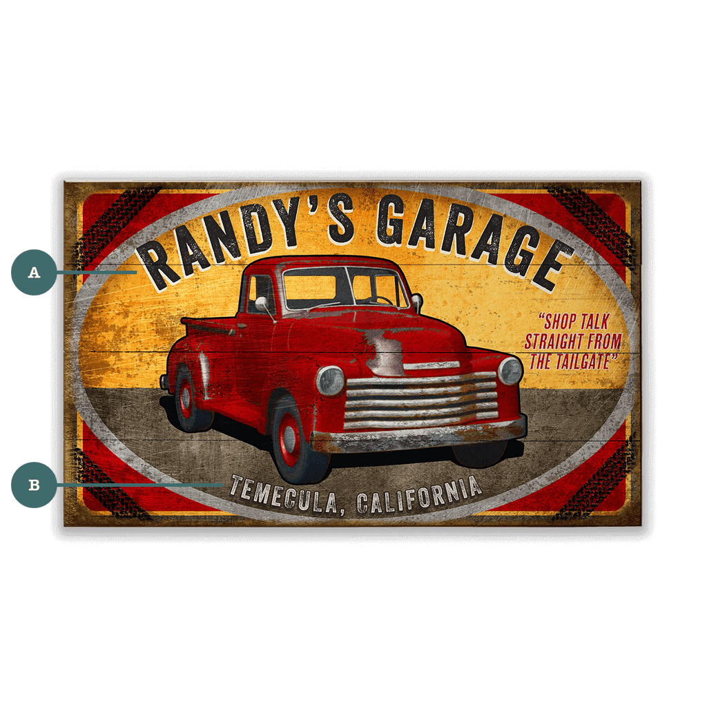 Red Truck Garage Sign - Wood & Metal Wall Art – Old Wood Signs
