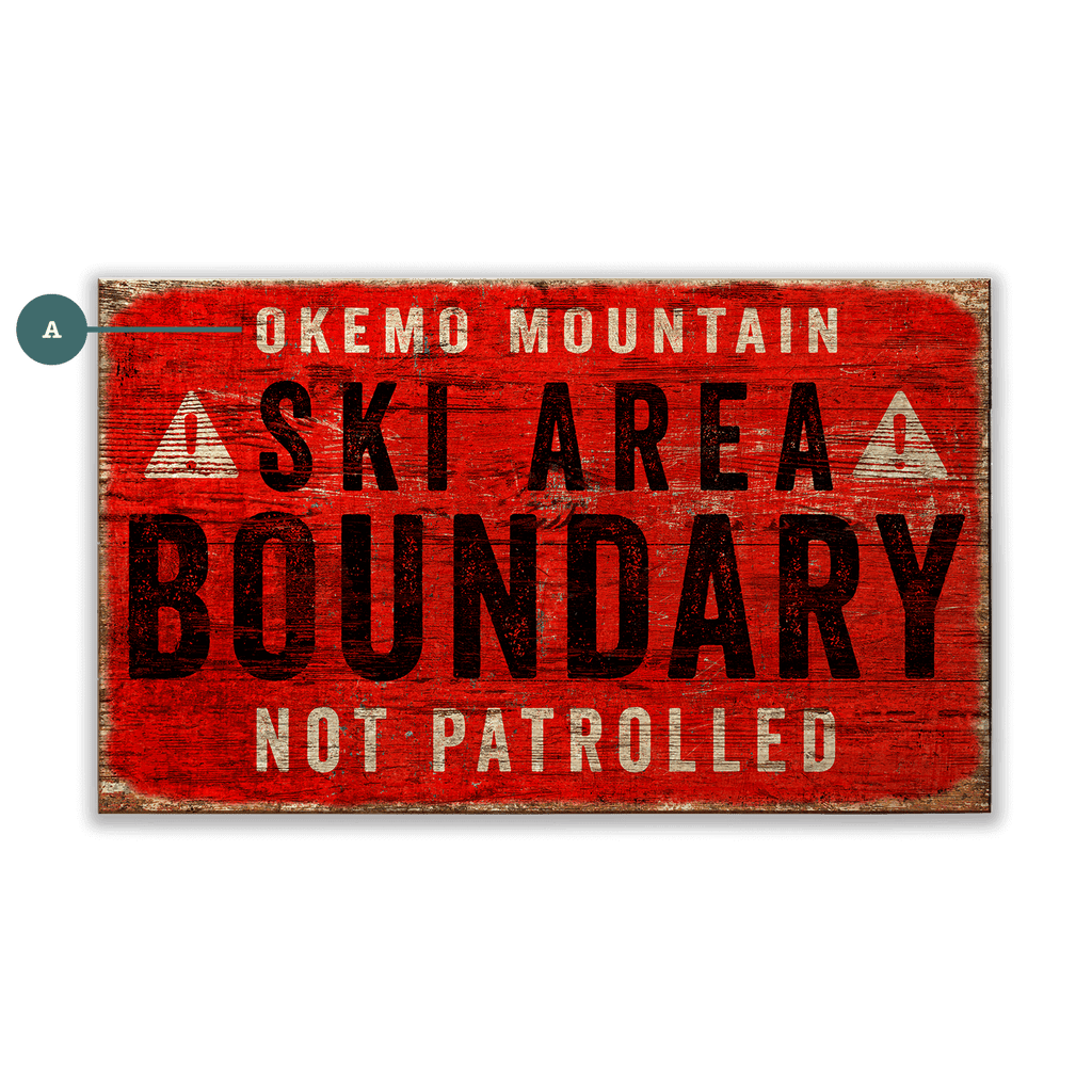 Ski Area Boundary: Personalized - Wood & Metal Wall Art – Old Wood Signs
