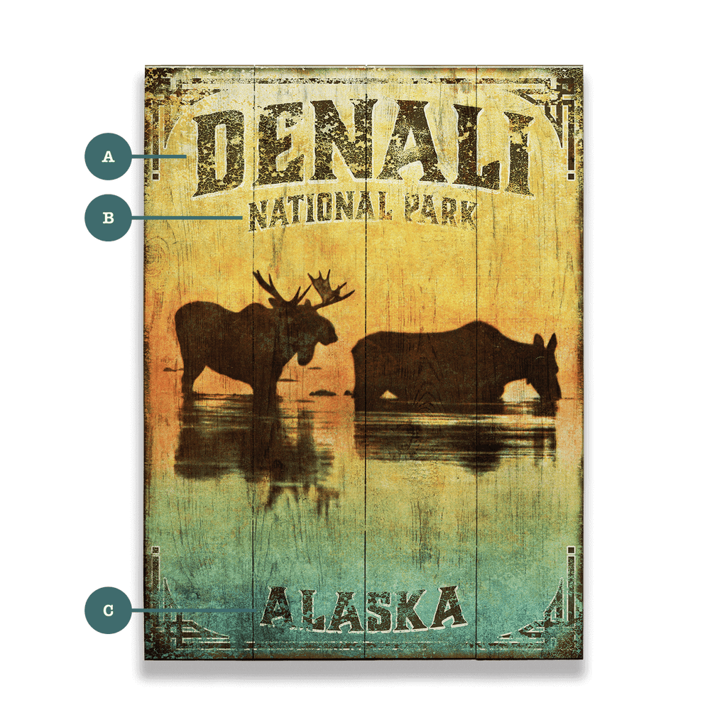 Alaskan Twilight: Moose in Denali - Wood & Metal Wall Art – Old Wood Signs