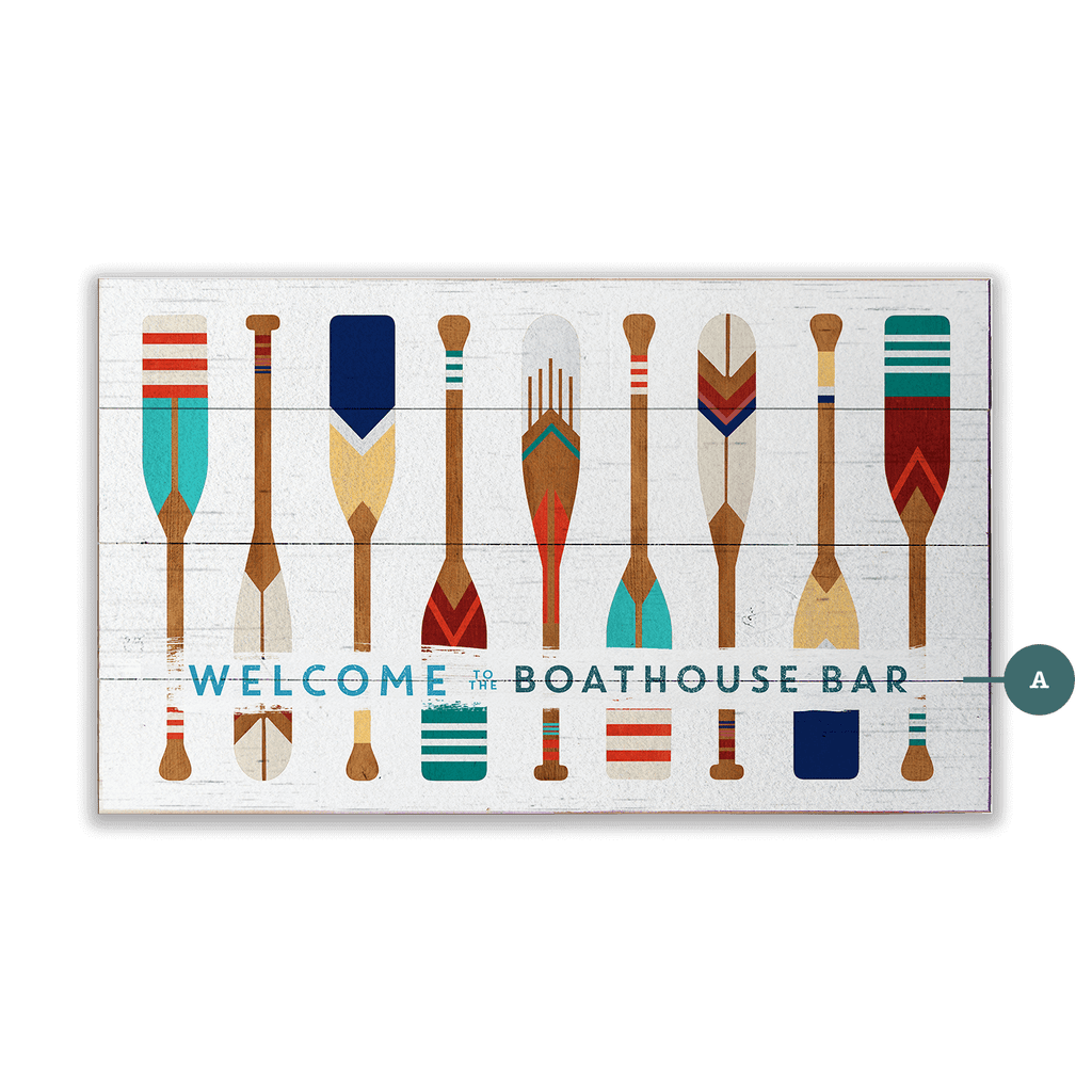 Oar Pattern Welcome Sign - Wood & Metal Wall Art – Old Wood Signs
