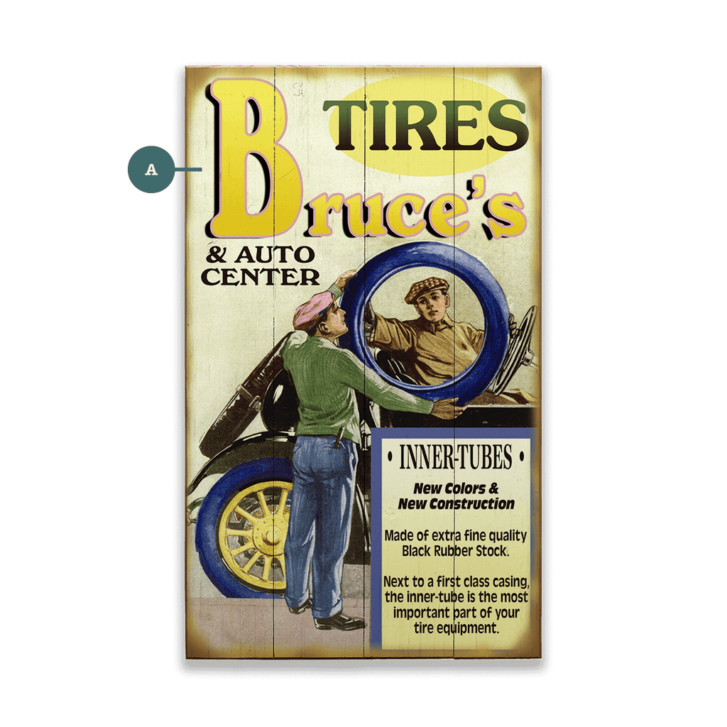 Tire Shop Sign - Wood & Metal Wall Art – Old Wood Signs