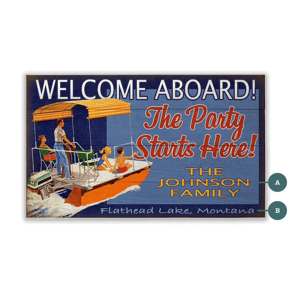 Welcome Aboard: Personalized - Wood & Metal Wall Art – Old Wood Signs