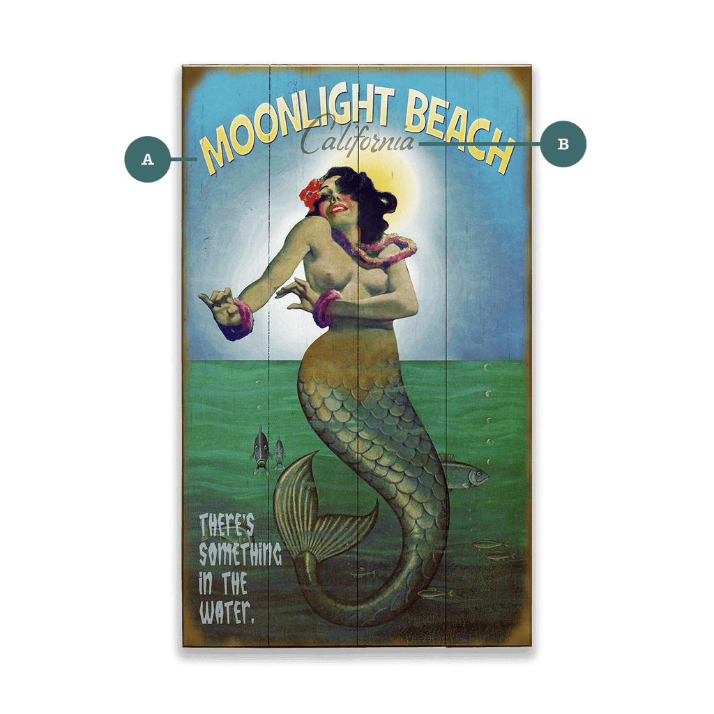 Mermaid Mystique at Moonlight (PG) - Wood & Metal Wall Art – Old Wood Signs