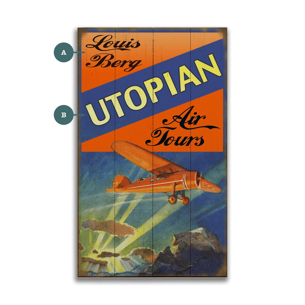 Utopian Air Tours - Wood & Metal Wall Art – Old Wood Signs