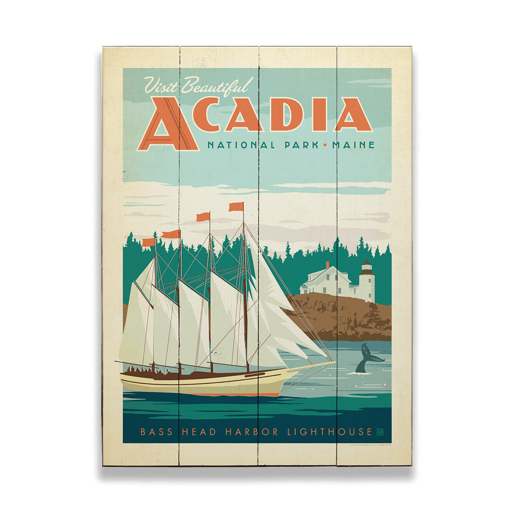 Acadia National Park: Bass Head Harbor Lighthouse - Wood & Metal Wall ...