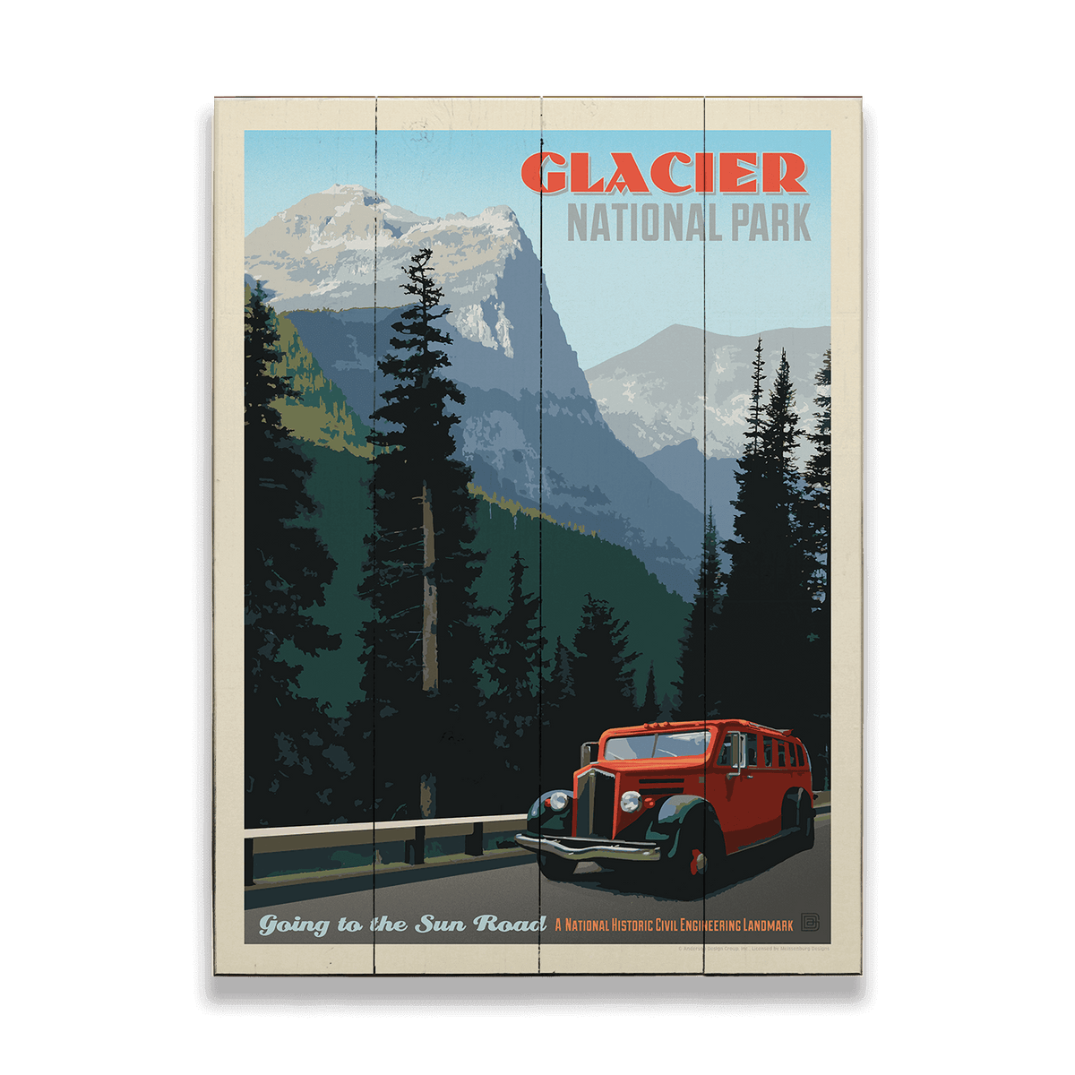 Red Jammer Bus at Glacier National Park - Wood & Metal Wall Art – Old ...