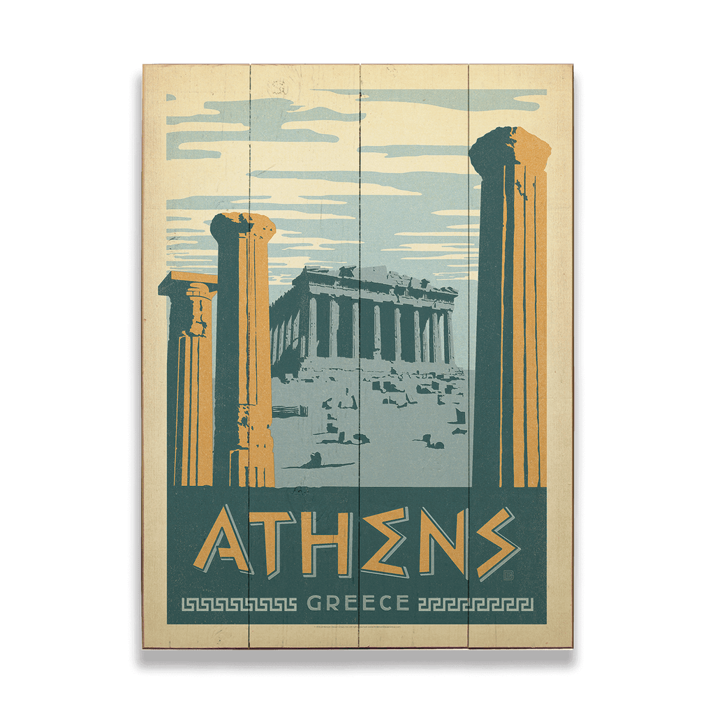 Athens, Greece - Wood & Metal Wall Art – Old Wood Signs