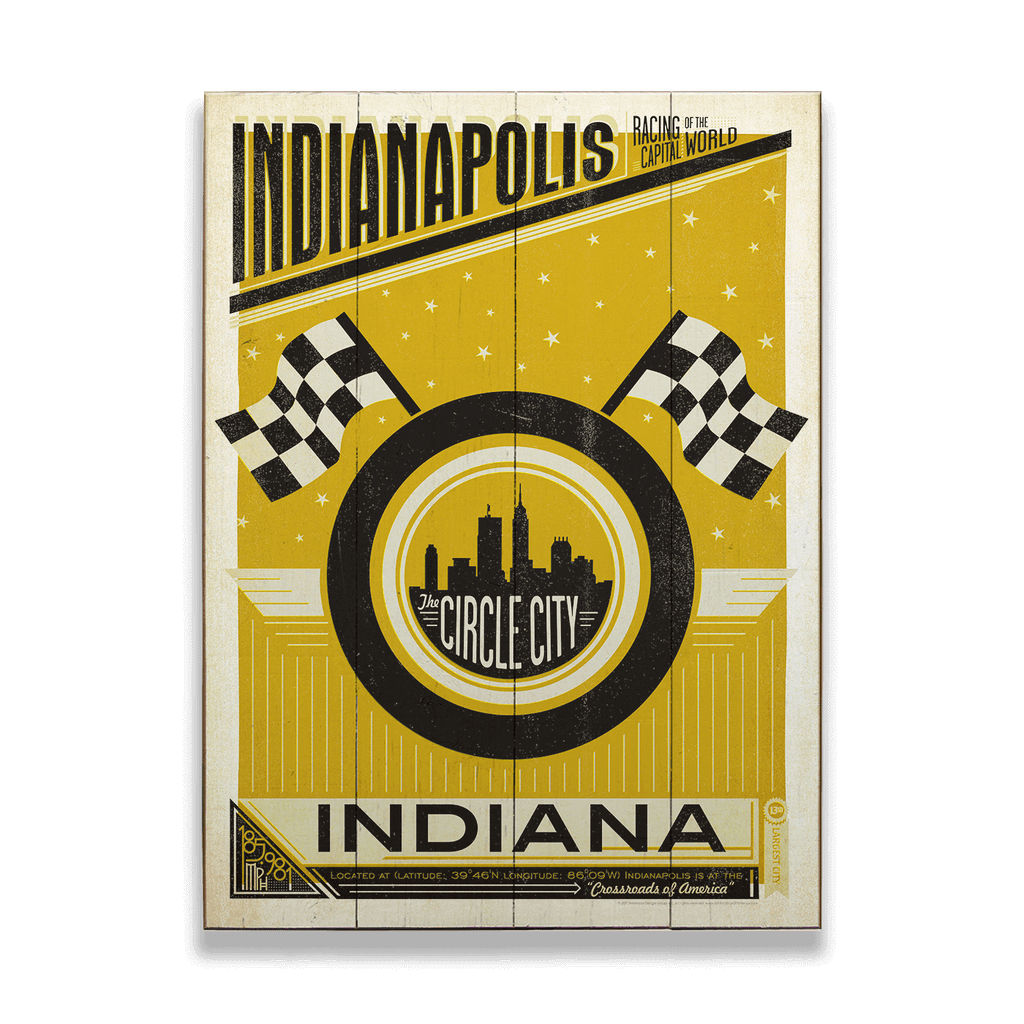 Indianapolis, The Circle City - Wood & Metal Wall Art – Old Wood Signs