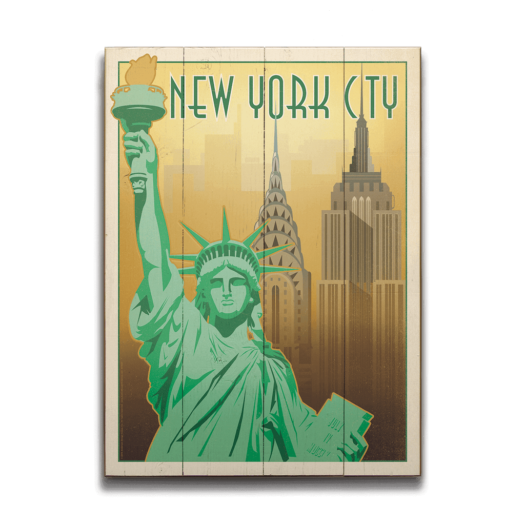 New York: Statue of Liberty - Wood & Metal Wall Art – Old Wood Signs