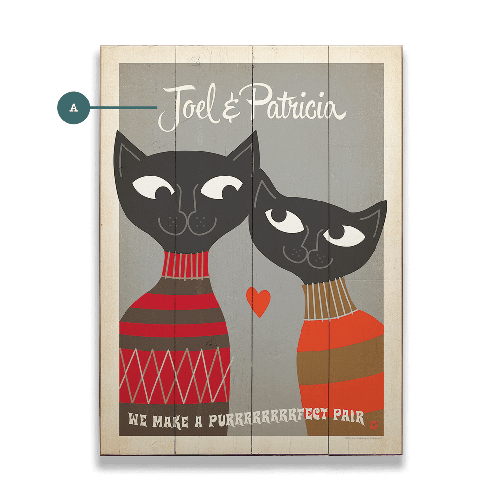 Purrfect Pair: Personalized - Wood & Metal Wall Art – Old Wood Signs