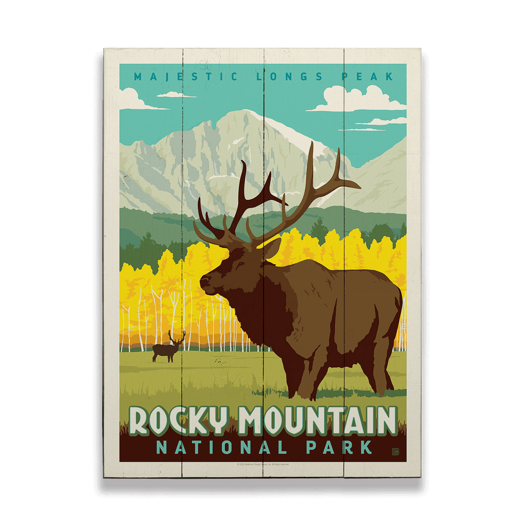 Rocky Mountain National Park: Elk Silhouette - Wood & Metal Wall Art ...