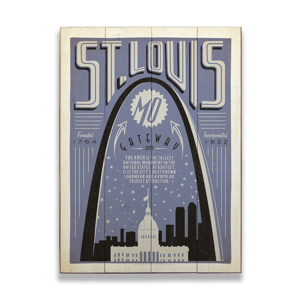 St. Louis Arch: Blue Gateway - Wood & Metal Wall Art – Old Wood Signs