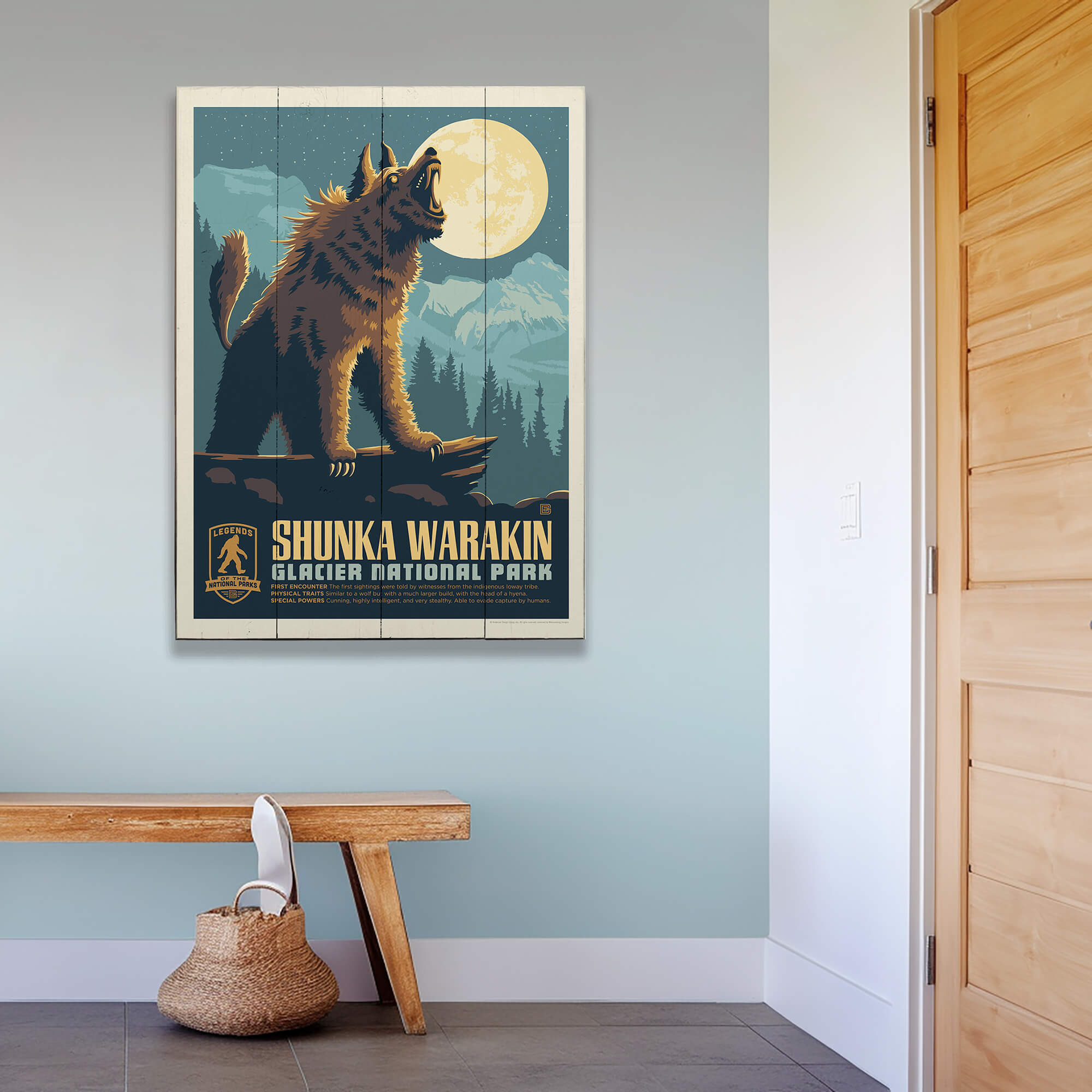 Shunka Warakin: Glacier's Nocturnal Legend - Wood & Metal Wall Art ...