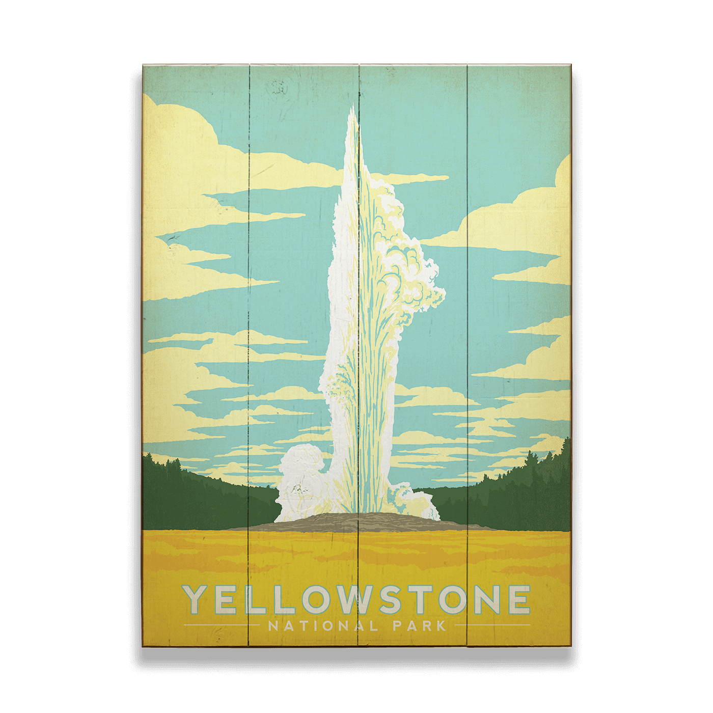 Old Faithful at Yellowstone National Park - Wood & Metal Wall Art – Old ...