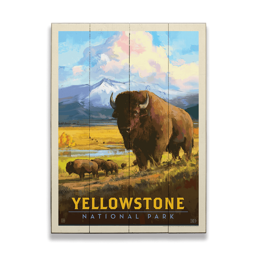 Bison Encounter at Yellowstone National Park - Wood & Metal Wall Art ...