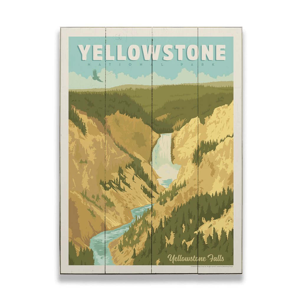 Lower Falls at Yellowstone National Park - Wood & Metal Wall Art – Old ...