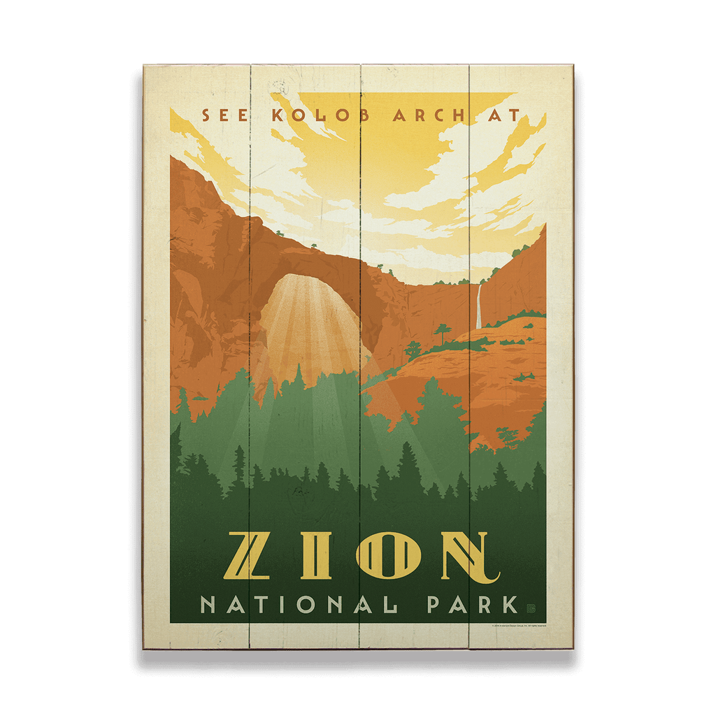 Zion National Park: Kolob Arch - Wood & Metal Wall Art – Old Wood Signs
