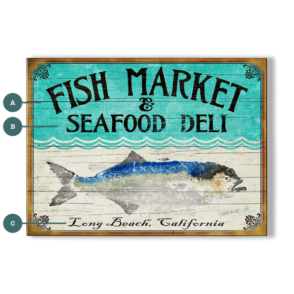Fish Market & Seafood Deli - Wood & Metal Wall Art – Old Wood Signs