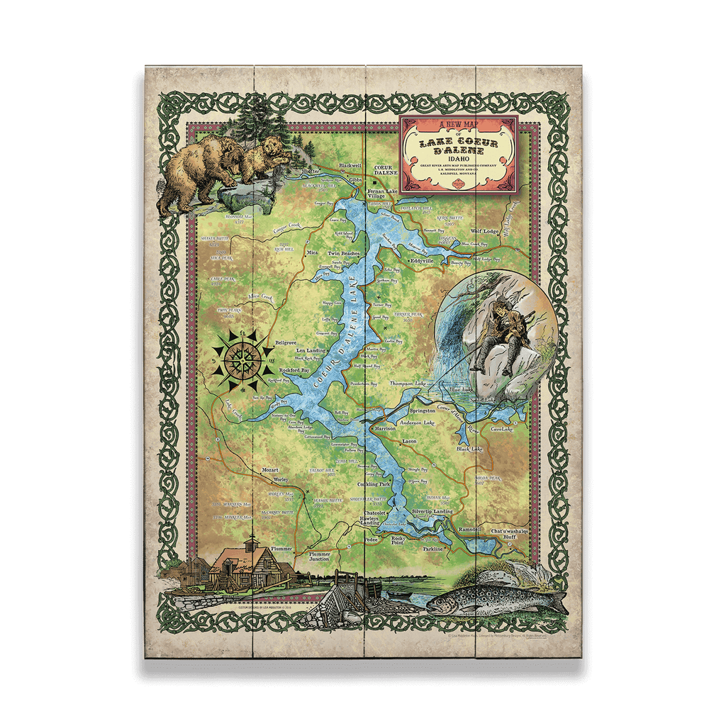 Lake Coeur D'Alene: Version 2 - Wood & Metal Wall Art – Old Wood Signs