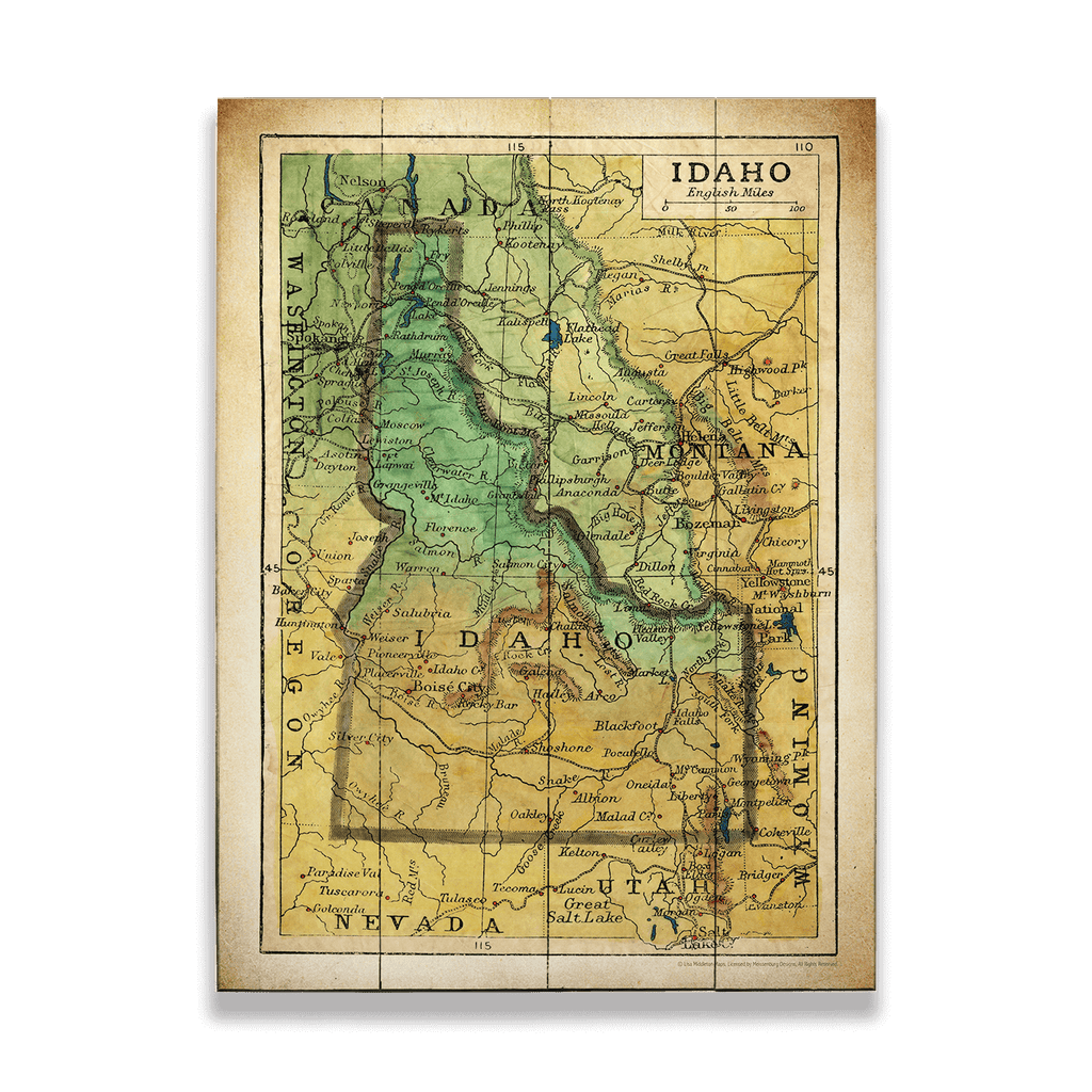 Historic 1906 Map of Idaho - Wood & Metal Wall Art – Old Wood Signs