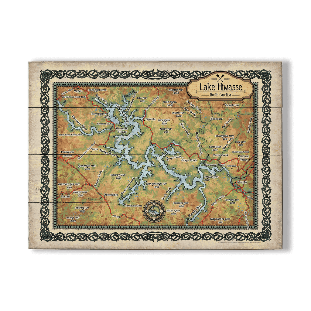 Lake Hiwasse, North Carolina: Illustrated Map - Wood & Metal Wall Art ...