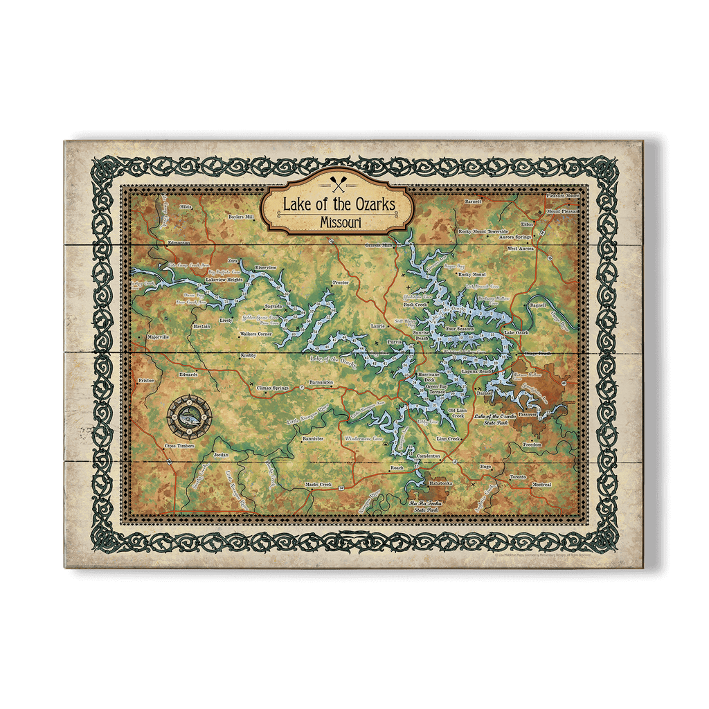 Lake of the Ozarks, Missouri: Illustrated Map - Wood & Metal Wall Art ...