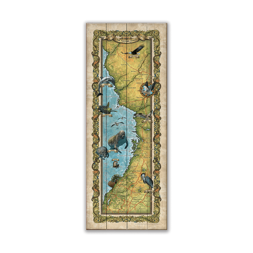 The Nature Coast of Florida: Illustrated Map - Wood & Metal Wall Art ...