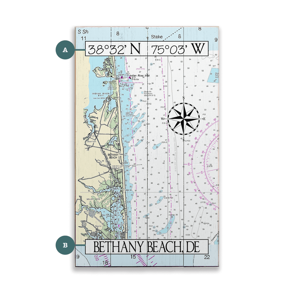 Bethany Beach, DE, Area Chart - Wood & Metal Wall Art – Old Wood Signs