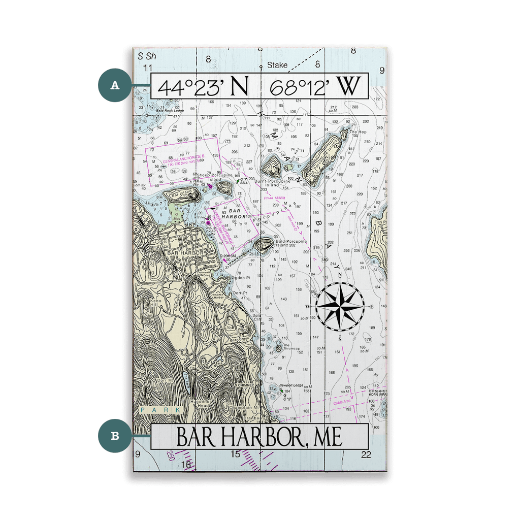 Bar Harbor, ME, Area Chart - Wood & Metal Wall Art – Old Wood Signs