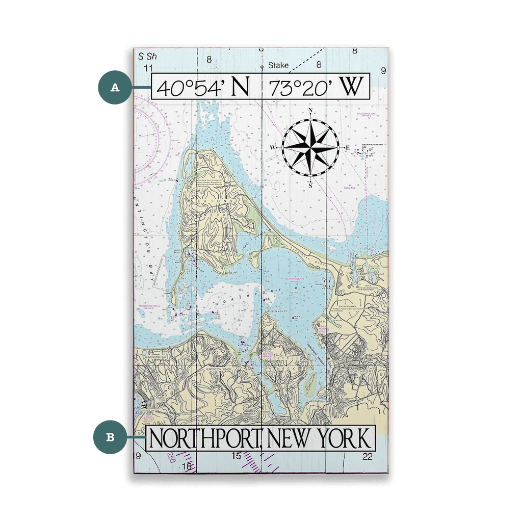 Northport, NY, Area Chart - Wood & Metal Wall Art – Old Wood Signs