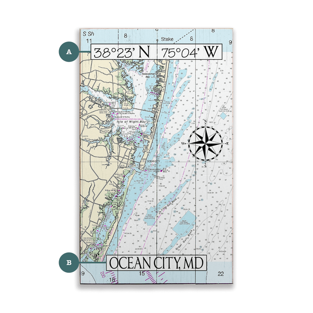 Ocean City, MD, Area Chart - Wood & Metal Wall Art – Old Wood Signs