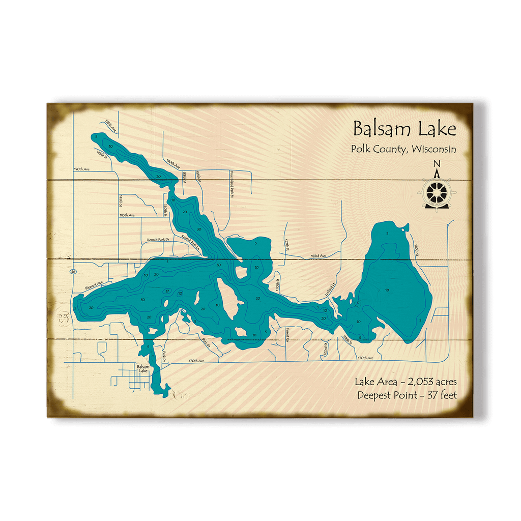 Balsam Lake, Wisconsin - Wood & Metal Wall Art – Old Wood Signs