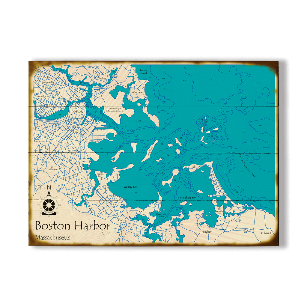 Boston Harbor, Massachusetts - Wood & Metal Wall Art – Old Wood Signs
