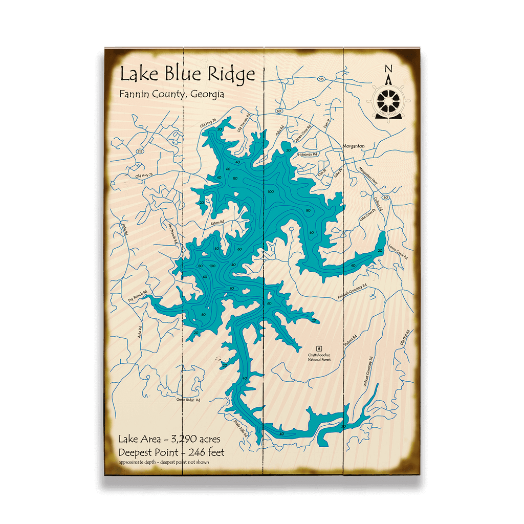 Lake Blue Ridge, Georgia - Wood & Metal Wall Art – Old Wood Signs