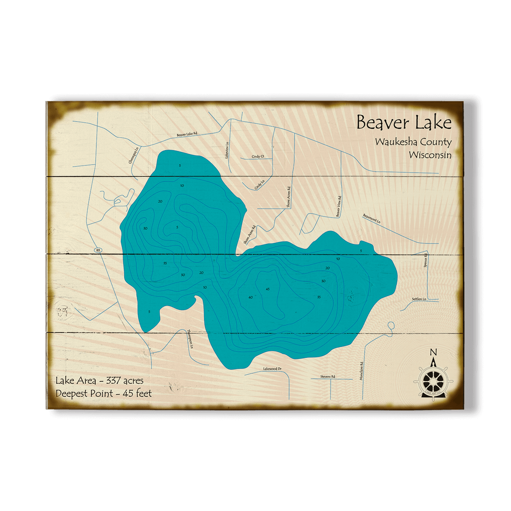 Beaver Lake, Wisconsin - Wood & Metal Wall Art – Old Wood Signs