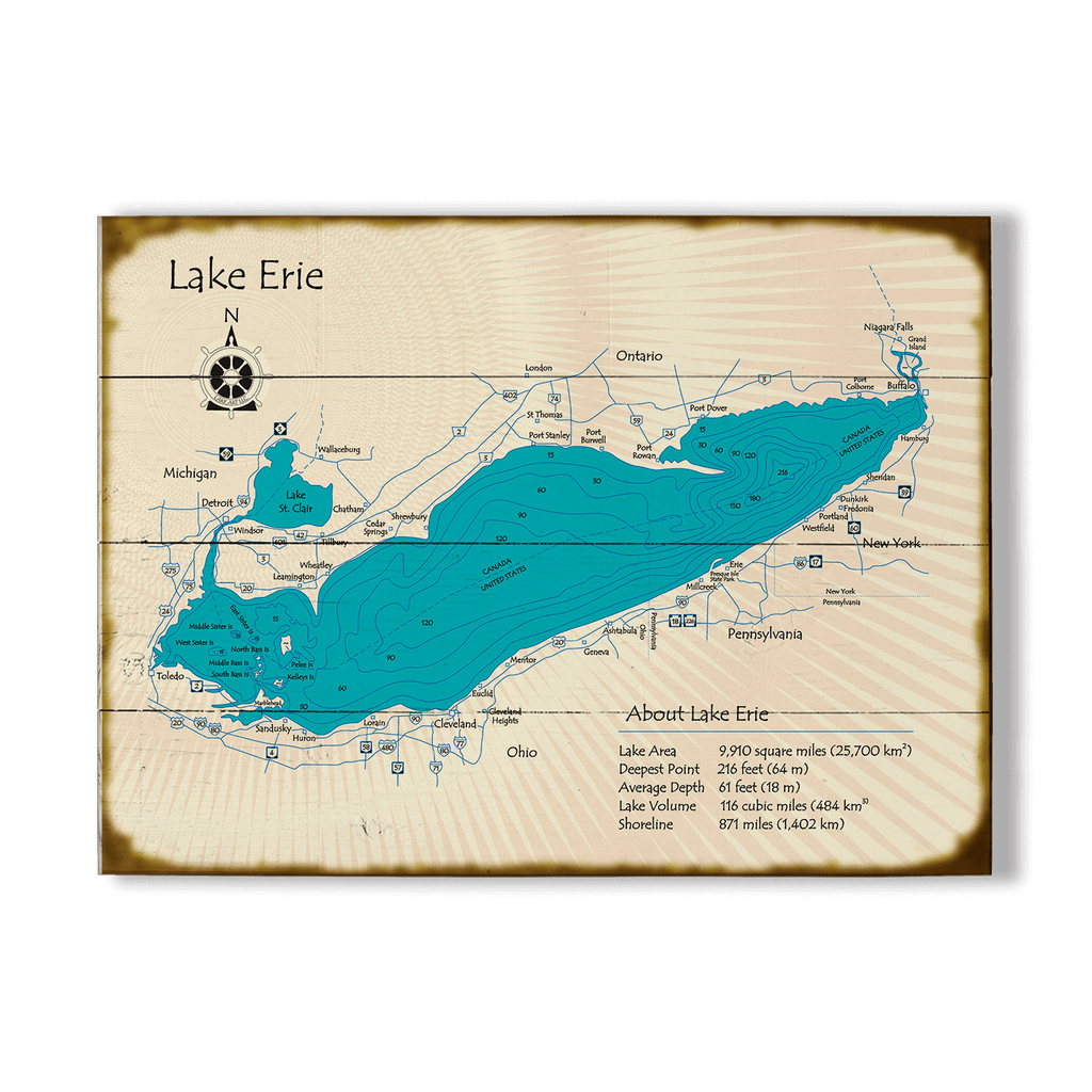 Lake Erie - Wood & Metal Wall Art – Old Wood Signs