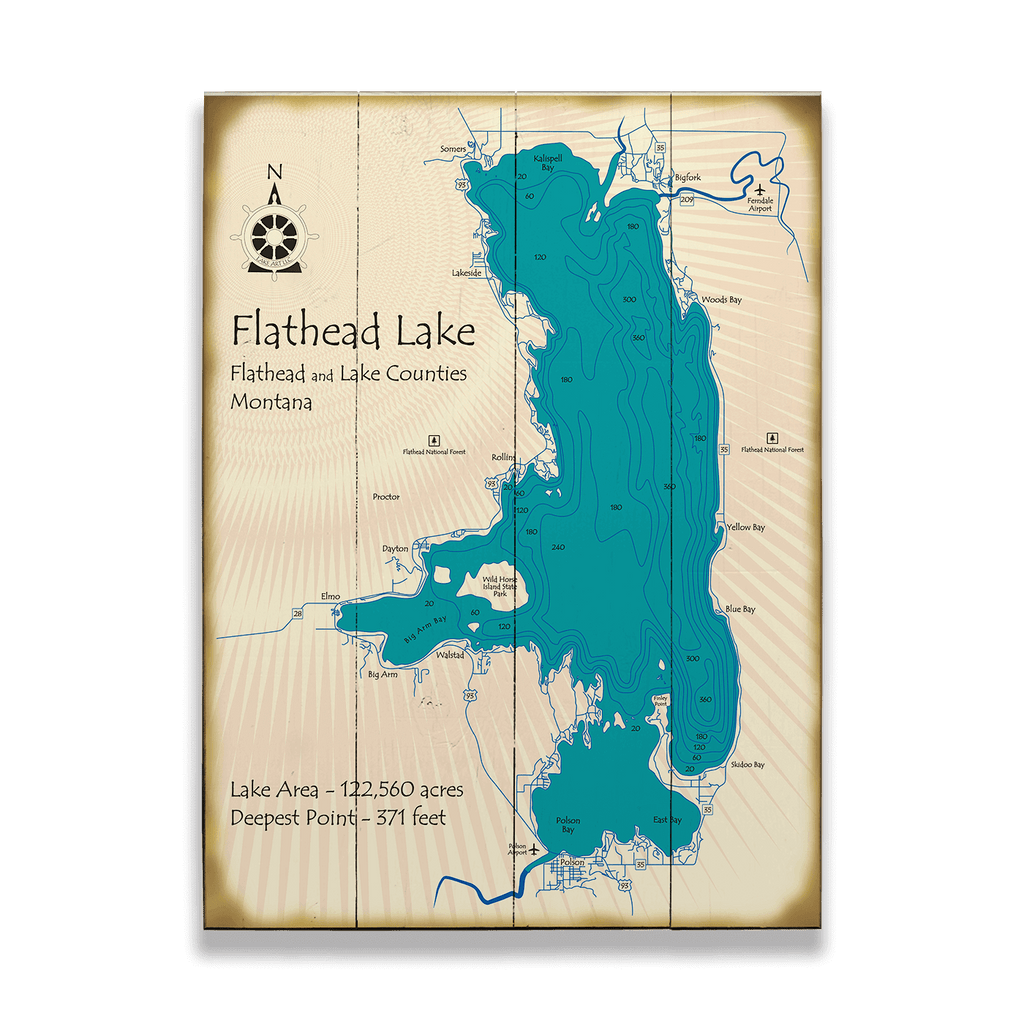 Flathead Lake, Montana - Wood & Metal Wall Art – Old Wood Signs