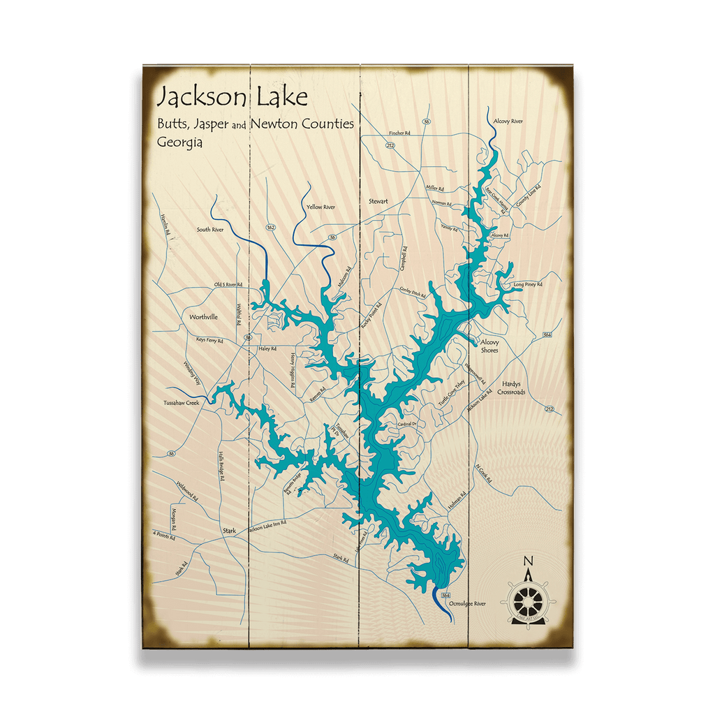 Jackson Lake, Georgia - Wood & Metal Wall Art – Old Wood Signs