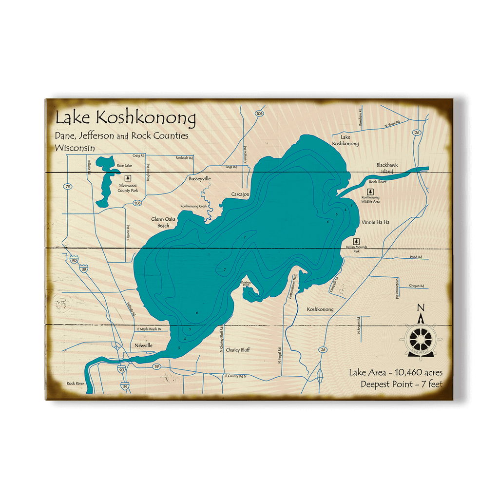 Lake Koshkonong, Wisconsin - Wood & Metal Wall Art – Old Wood Signs