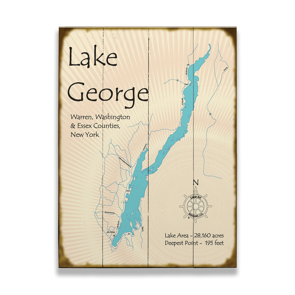 Lake George, New York - Wood & Metal Wall Art – Old Wood Signs