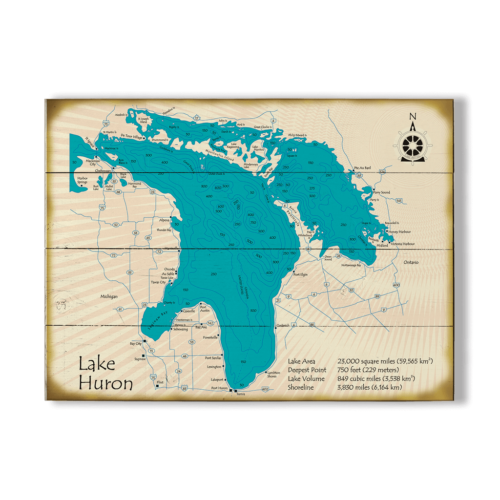 Lake Huron - Wood & Metal Wall Art – Old Wood Signs
