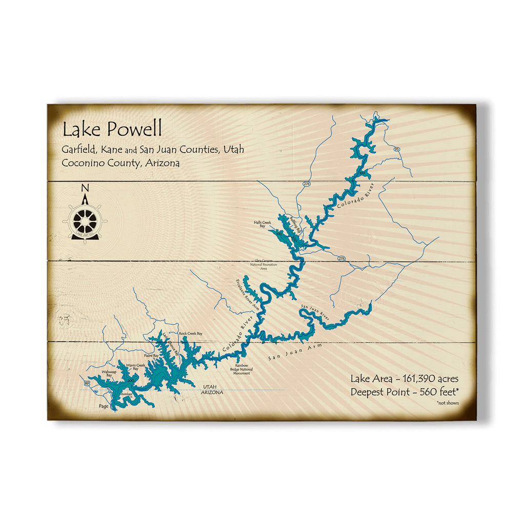 Lake Powell, Utah/Arizona - Wood & Metal Wall Art – Old Wood Signs