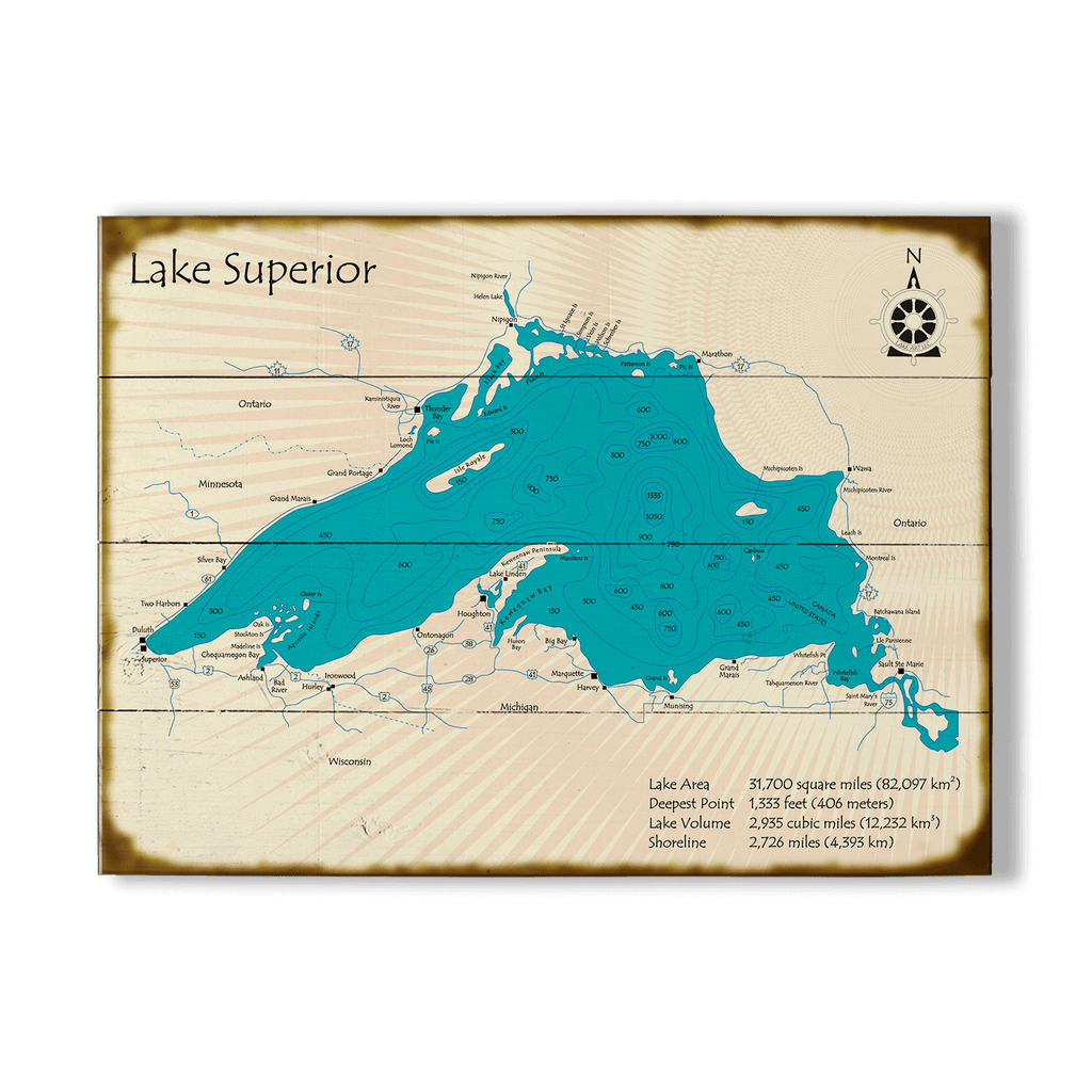 Lake Superior - Wood & Metal Wall Art – Old Wood Signs