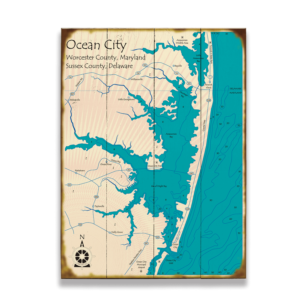 Ocean City, Maryland/Delaware - Wood & Metal Wall Art – Old Wood Signs