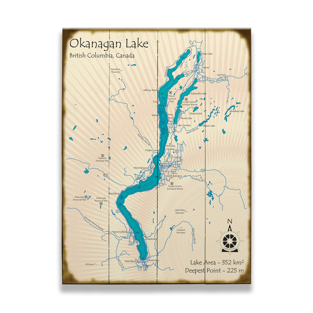 Okanagan Lake, British Columbia - Wood & Metal Wall Art – Old Wood Signs